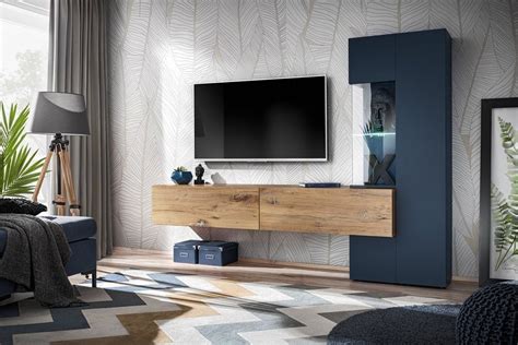 Stylefy Wohnwand Mario Set Wohnmöbel Tv Lowboard Vitrine Mit
