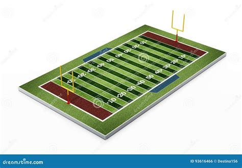 American Football Field Isolated On White Background 3d Illustration