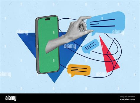 Composite Collage Picture Image Of Online Receive Message Telephone