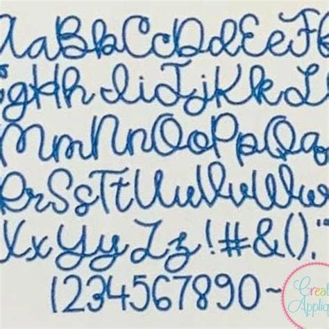 7 Sizes Bella Cursive Script Floss Embroidery Alphabet Font Etsy