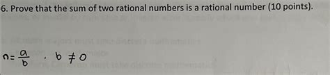 Solved Prove That The Sum Of Two Rational Numbers Is A Chegg