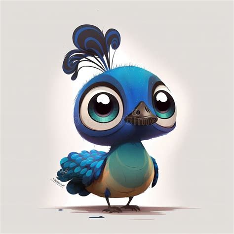 Cute Peacock Cartoon Generative Ai Stock Illustration Illustration