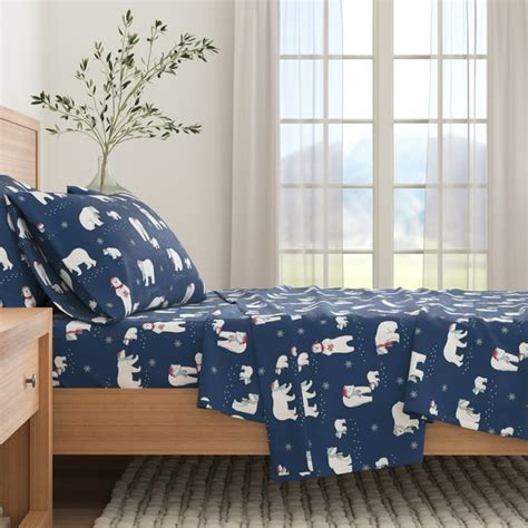 Great Bay Home 100 Cotton Holiday Flannel Sheet Set Soft Christmas