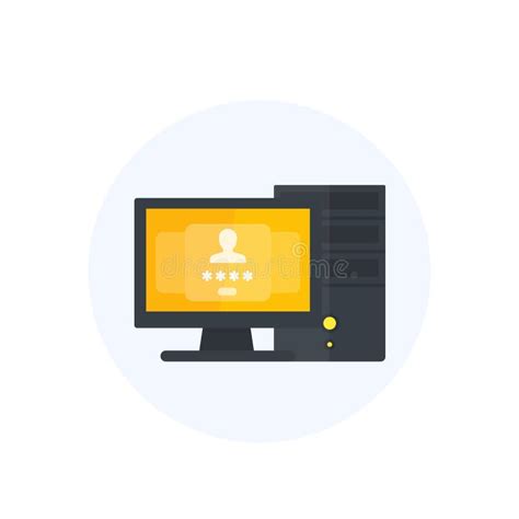 Computer With Password Access Authentication Stock Vector