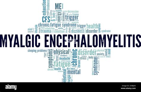 Myalgic Encephalomyelitis Me Word Cloud Conceptual Design Isolated On White Background Stock