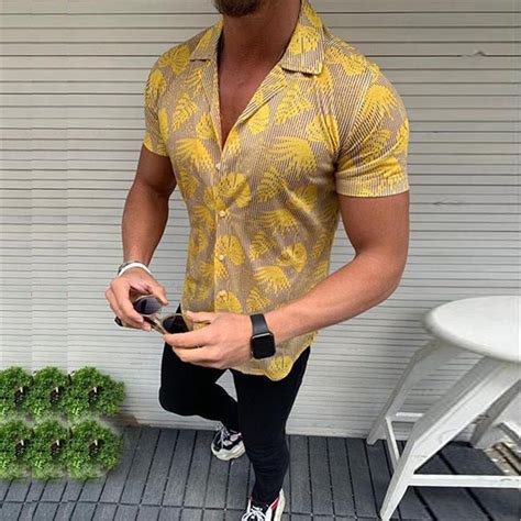 Mens Summer Casual Short Sleeved Shirt With Print Mens Shirts Men