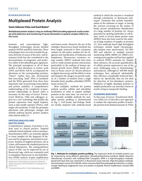 Pdf Multiplexed Protein Analysis