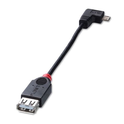015m Usb Otg Cable Black Type Micro A 90 Degree To Type A From