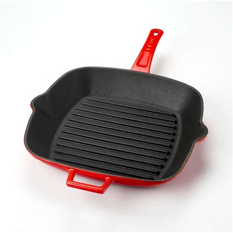 Grill Pan Cast Iron 26 26 Cm Red LAVA Brand KitchenShop