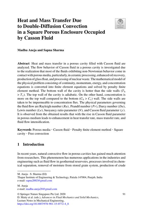 Pdf Heat And Mass Transfer Due To Double Diffusion Convection In A Square Porous Enclosure