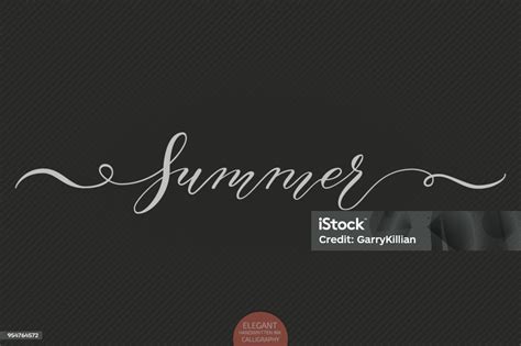 손이 그린된 글자 여름 우아한 현대 필기 서 예 잉크 그림 벡터 어두운 배경에 타이 포 그래피 포스터입니다 카드 초대장 인쇄 등 개념에 대한 스톡 벡터 아트 및 기타 이미지
