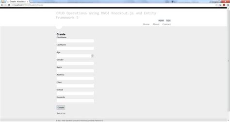 Crud Operations Using Knockoutjs And Entityframework 5 In Mvc4 Application