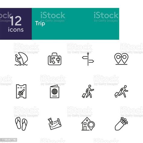 行程線圖示集向量圖形及更多一個人圖片 一個人 一組物體 乘客 Istock