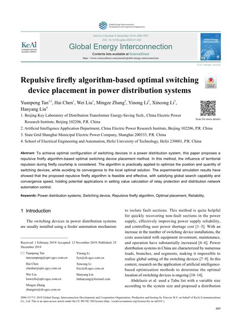 Pdf Repulsive Firefly Algorithm Based Optimal Switching Device