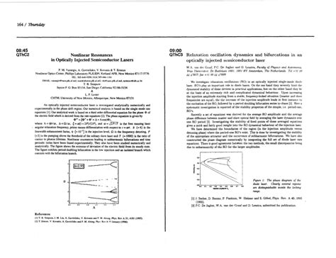 Pdf Relaxation Oscillation Dynamics And Bifurcations In An Optically Injected Semiconductor Laser
