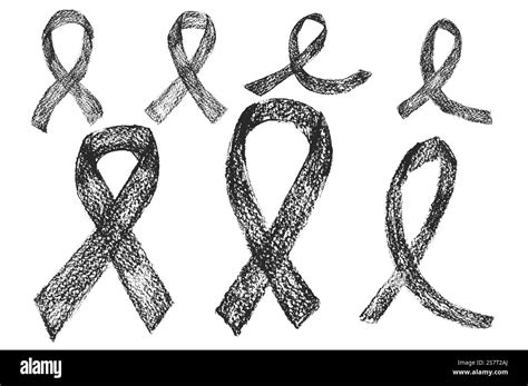 Crayon Awareness Ribbons Set Symbol Of Solidarity Campaign Doodle