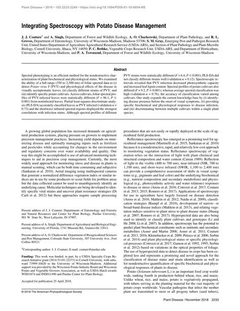 Pdf Integrating Spectroscopy With Potato Disease Management Dokumentips