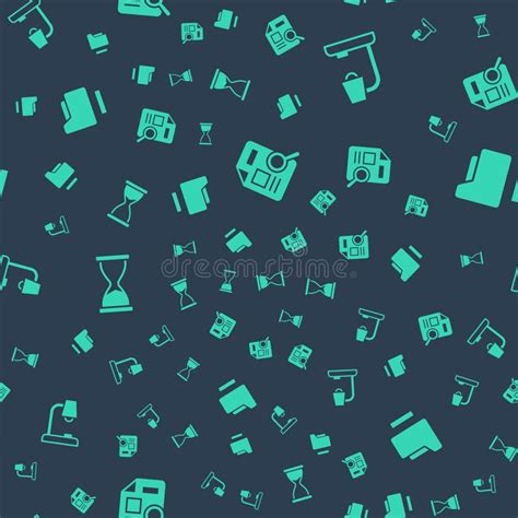 Set Document With Graph Chart Table Lamp Old Hourglass And Folder On