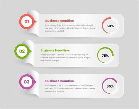 Premium Vector Three Steps Minimalist Modern Infographic Template With Circular Progress Graph