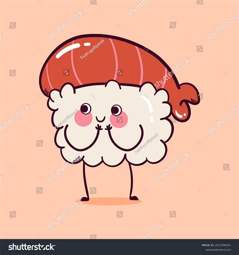 Happy Cute Smiling Funny Kawaii Sushi Stock Vector Royalty Free