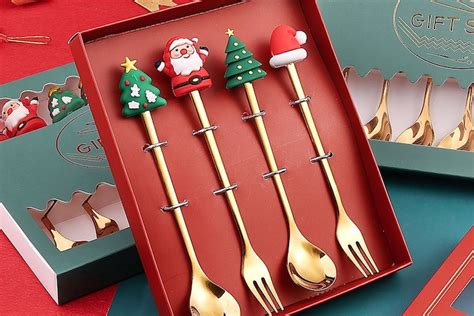 스푼·포크·나이프 크리스마스 커트러리 디저트 스푼 포크 4p세트 오늘의집 쇼핑