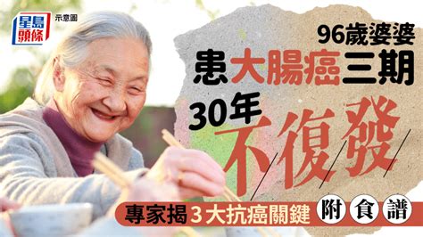 防癌食物｜96歲婆婆患大腸癌三期30年不復發 專家揭抗癌3大關鍵 附食譜