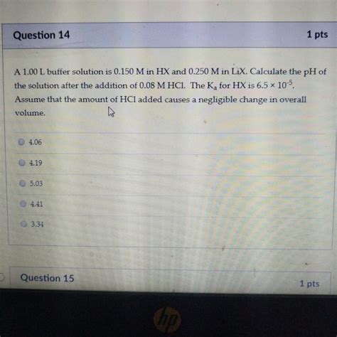Solved Question Pts A L Buffer Solution Is M Chegg