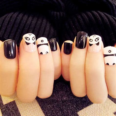 Белые черные цвета полный Чехол накладные ногти сделай сам короткий размер ногти с клеем