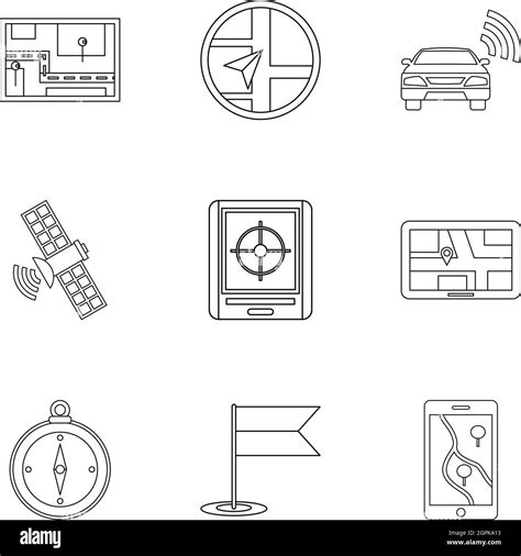 GPS Icons Set Outline Style Stock Vector Image Art Alamy