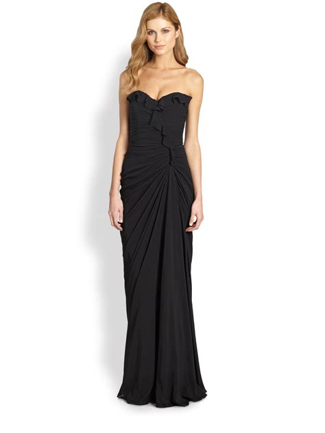 Lyst Badgley Mischka Strapless Silk Sweetheart Gown In Black