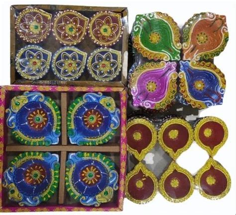 Decorative Clay Diya Multicolor Traditional Decorative Clay Diya