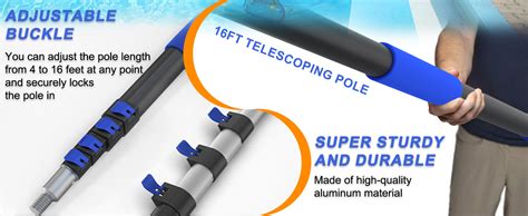 Skgpole Swimming Pool Pole 16ft Professional Telescopic