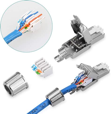 Kwmobile Rj45 Network Connector Pack Set Of 4 Cat6a Rj 45 Network