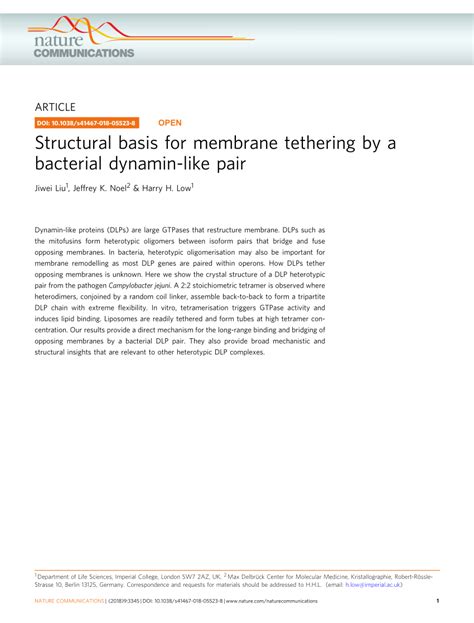 Pdf Structural Basis For Membrane Tethering By A Bacterial Dynamin Like Pair