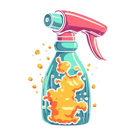 Spray Bottle Clipart Cleaning Spray Illustration With Yellow Liquid On A Dark Background