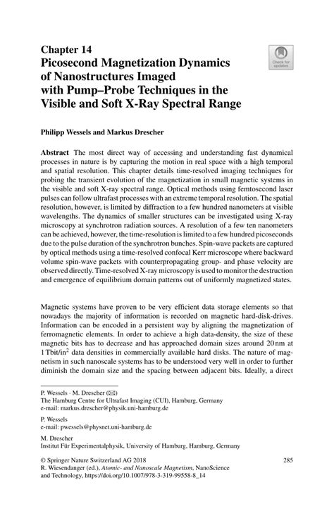 Pdf Picosecond Magnetization Dynamics Of Nanostructures Imaged With Pumpprobe Techniques In