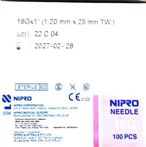 NIPRO NEEDLE 18G X 1 INCH 100 S 10 BOXES PACK EXPIRY 2027 Lazada