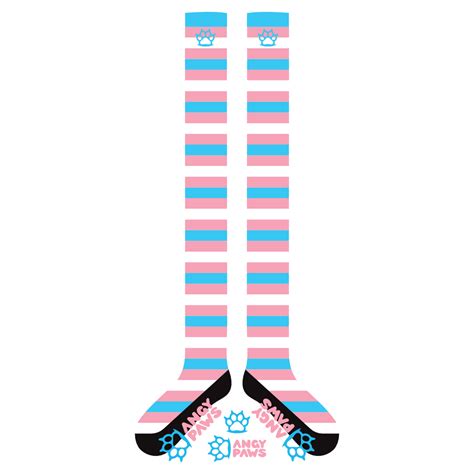 Trans Pride Slim Thigh High Sockies Angy Paws