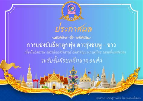 ประกาศผลก สาระการเรียนรู้วิชาภาษาไทย โรงเรียนสวนผึ้งวิทยา