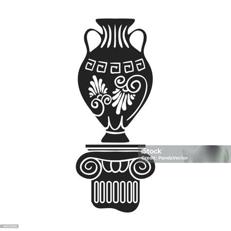 Ilustración De Icono De Ánfora En Estilo Negro Aislado Sobre Fondo