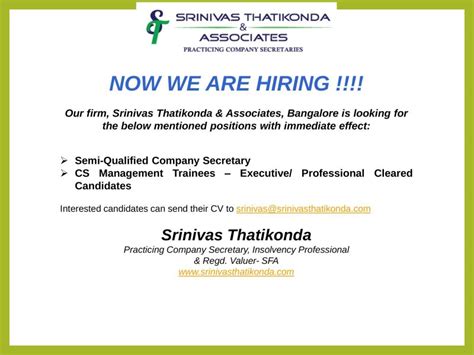 Srinivas Thatikonda On Linkedin Work Intern Companysecretary