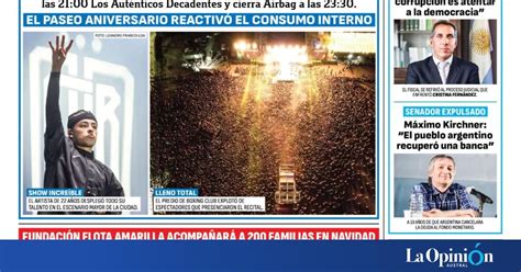 Tapa del Diario La Opinión Austral edición impresa del lunes 16 de