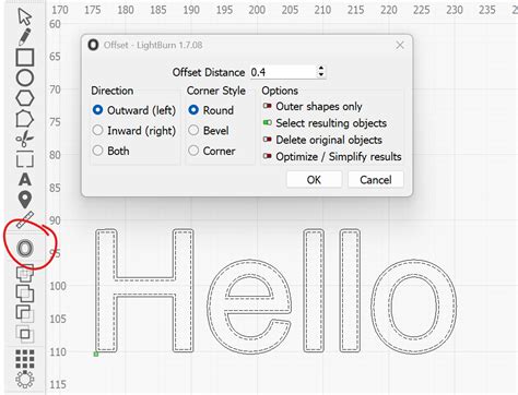 Offset Opens Closed Vectors When Offsetting 0 1 Mm Lightburn Software