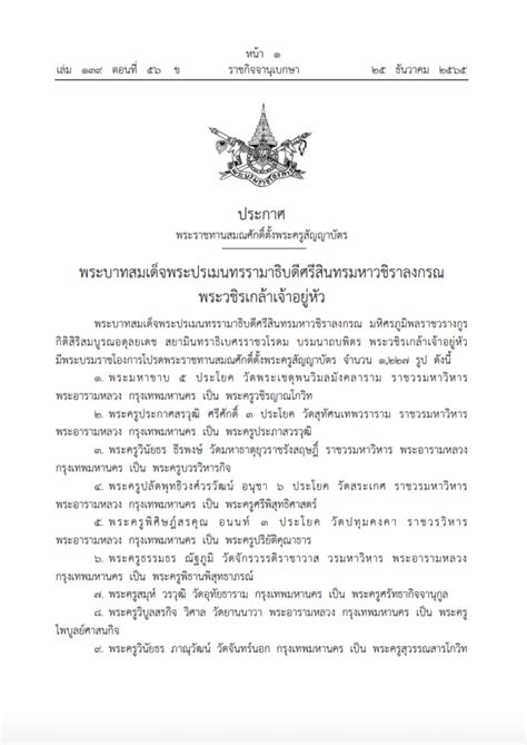 โปรดเกล้าฯ พระราชทานสมณศักดิ์ตั้ง พระครูสัญญาบัตร จำนวน 1 227 รูป