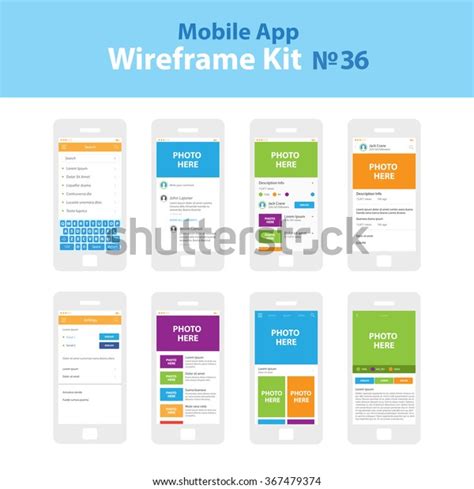 Mobile Wireframe App Ui Kit Stock Vector Royalty Free Shutterstock