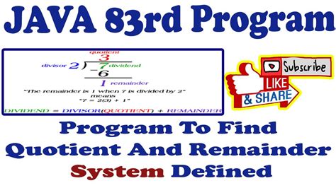 Java 83rd Programprogram To Find Quotient And Remainder System