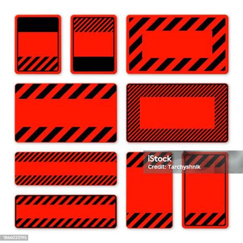 대각선이 있는 다양한 빈 빨간색 경고 표지판 주의 위험 또는주의 표지판 건설 현장 표지판 현실적인 통지 간판 경고 배너 도로 방패 벡터 그림 0명에 대한 스톡 벡터 아트 및