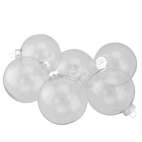 6ct Clear And Silver Glass Christmas Ball Ornaments 325 80mm