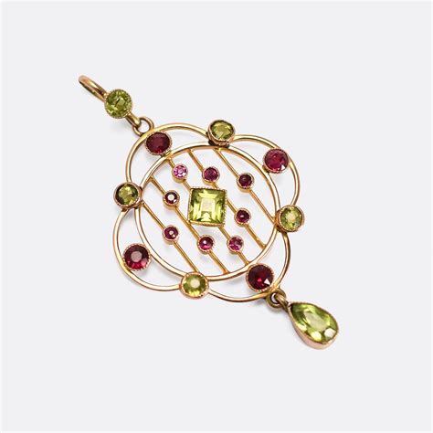 Edwardian Ruby And Peridot Openwork Pendant Butter Lane Antiques