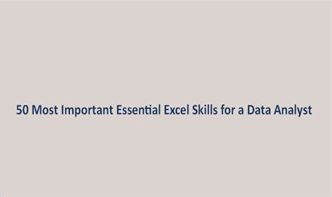 guide 50 most important excel skills for data analyst